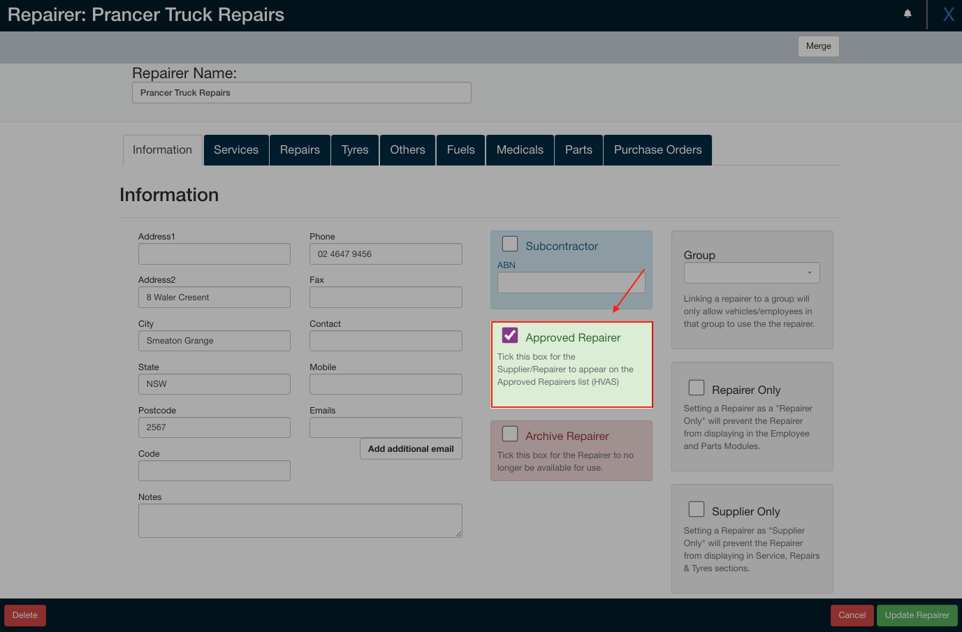 Adding Repairers – Support Central