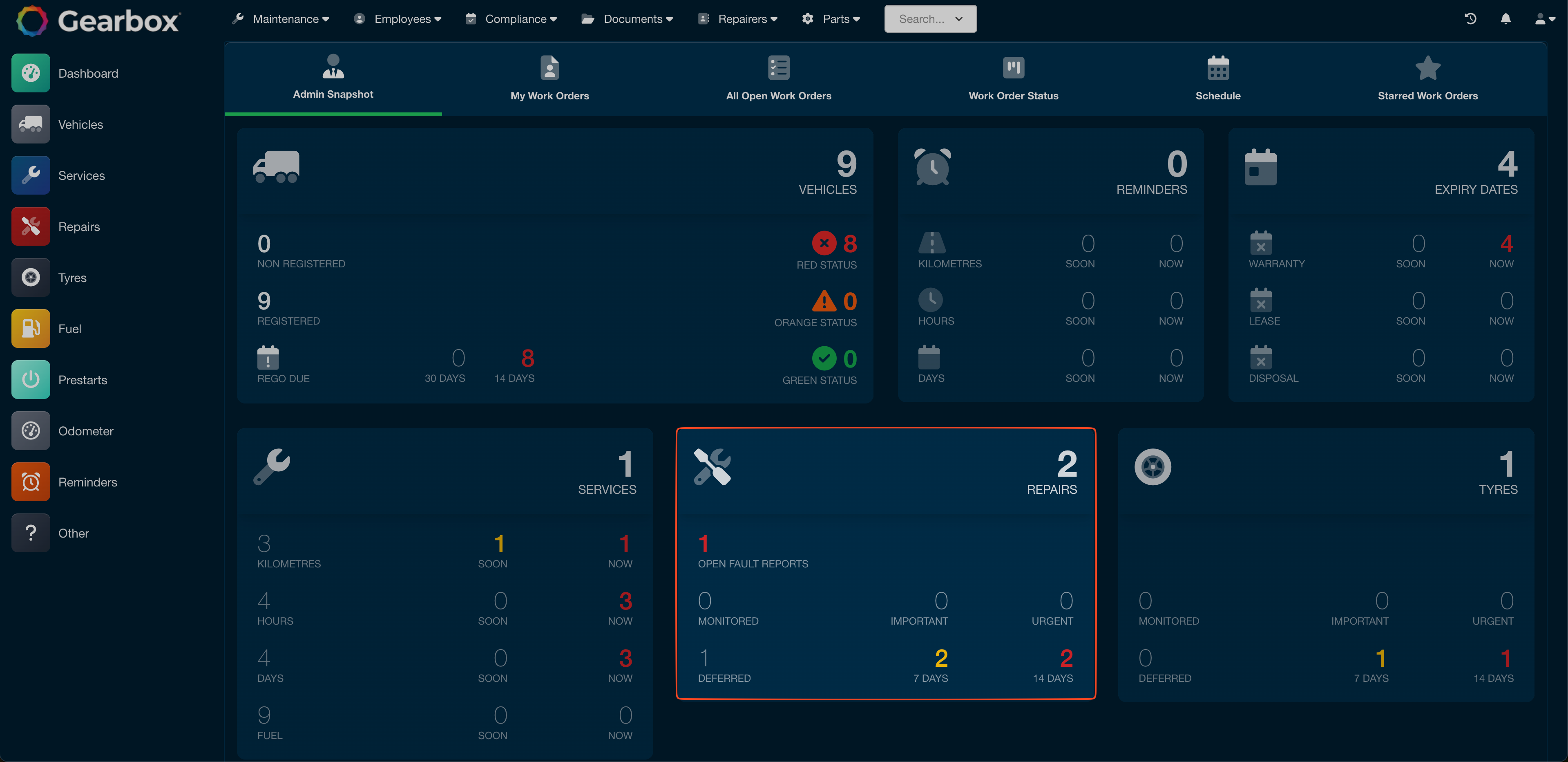 Maintenance Dashboard – Support Central