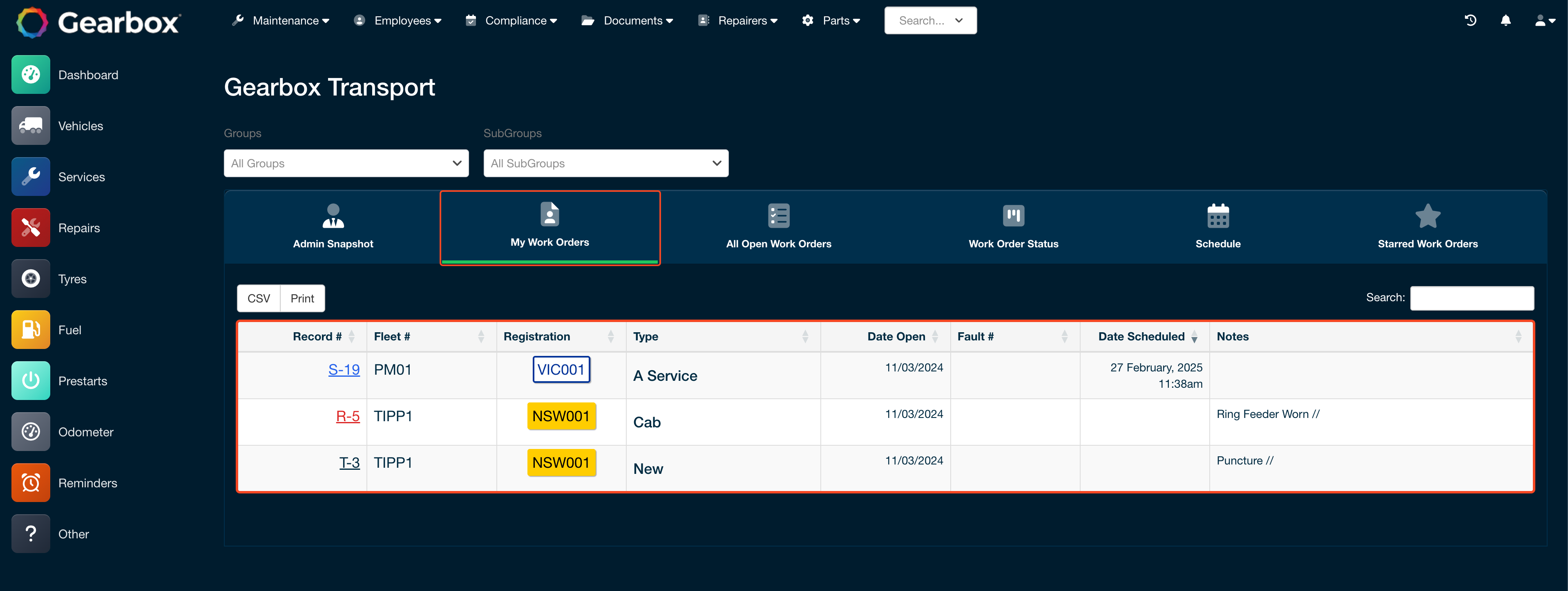 Maintenance Dashboard – Support Central