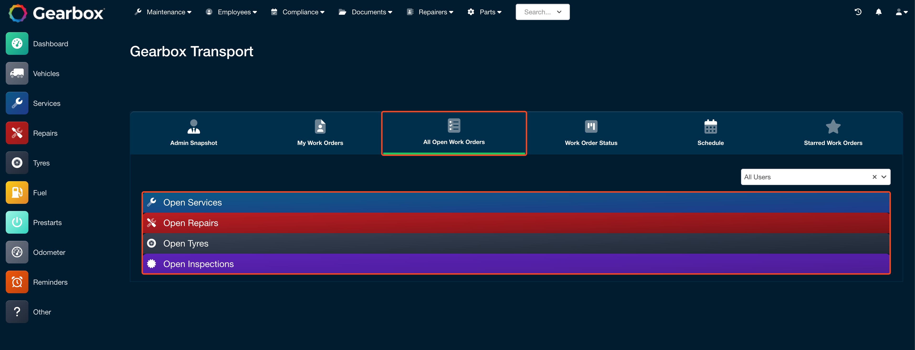 Maintenance Dashboard – Support Central