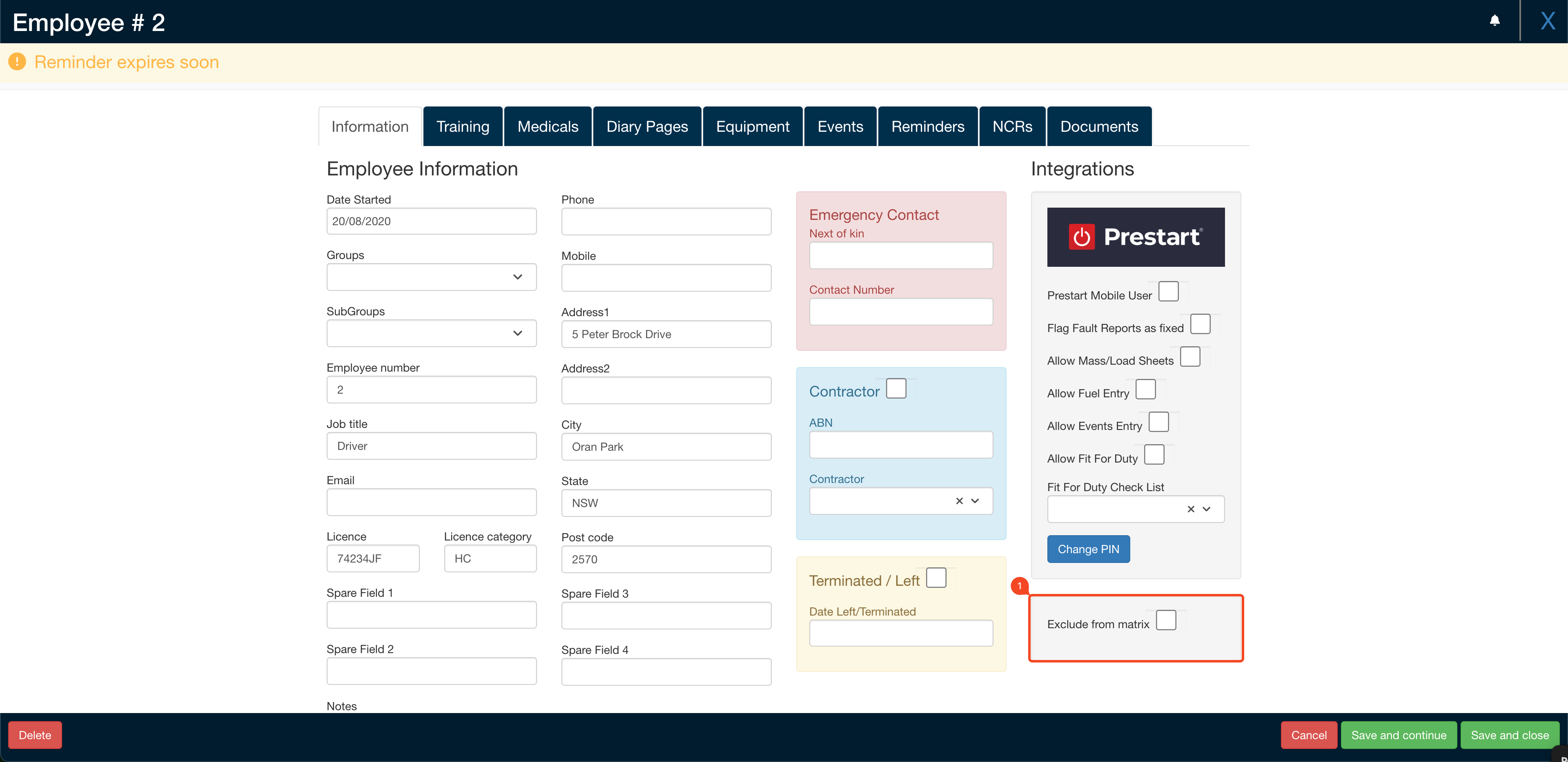 Employee Matrix – Support Central