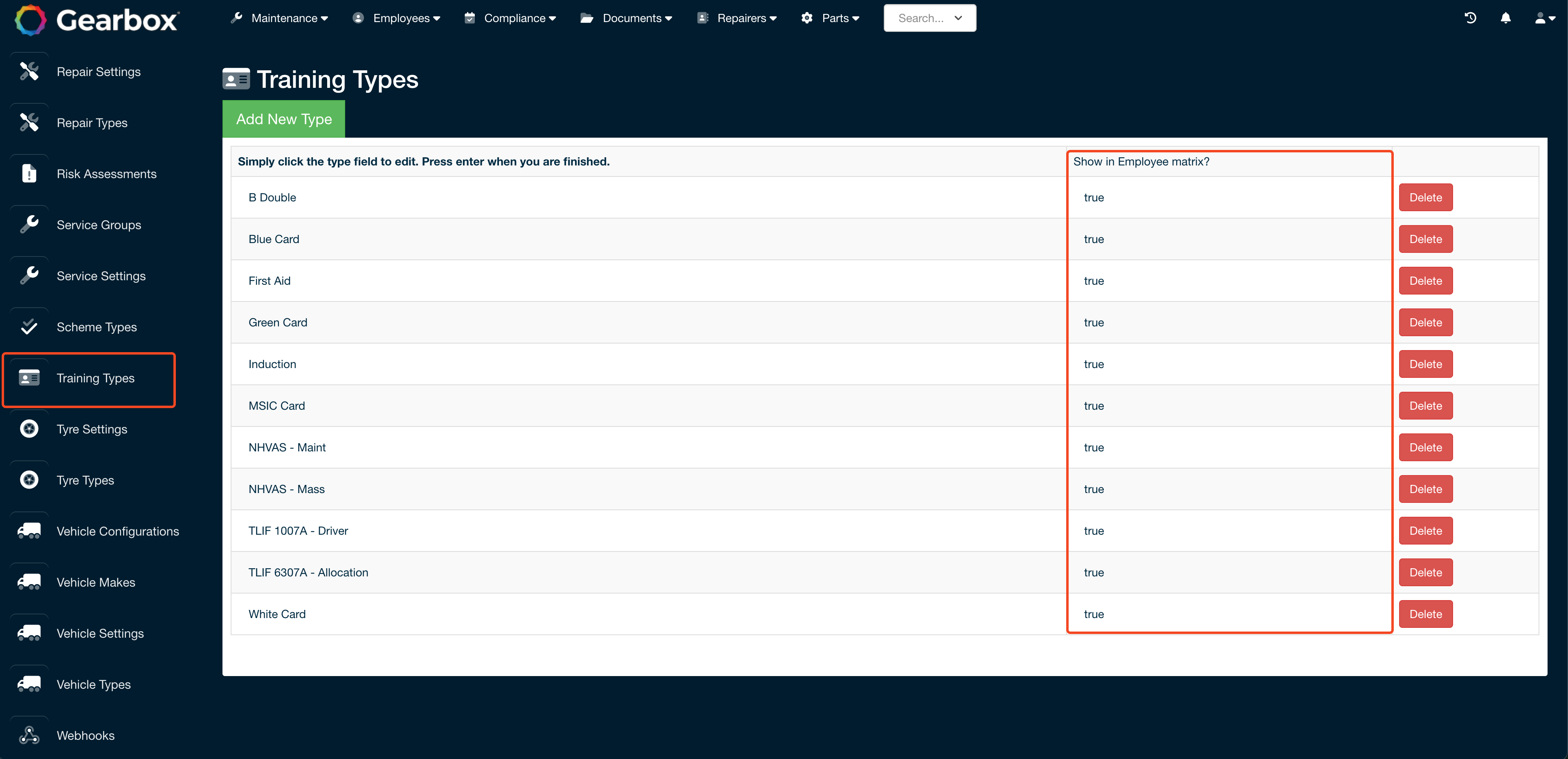 Employee Matrix – Support Central
