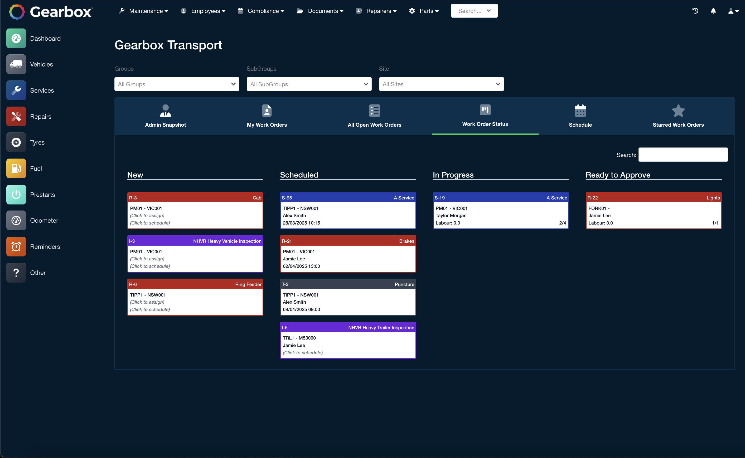Maintenance Dashboard – Support Central
