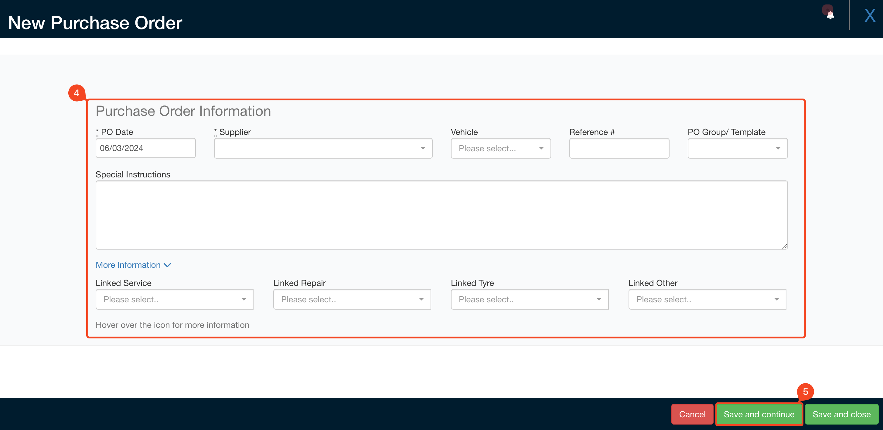 Purchase Orders – Support Central