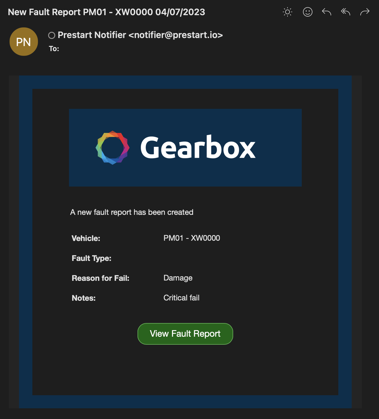 Action a Fault Report – Support Central