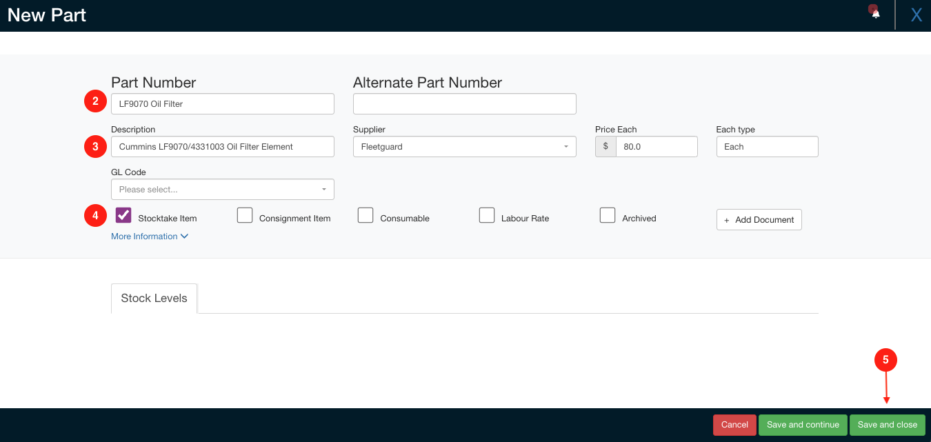 Parts Register – Support Central