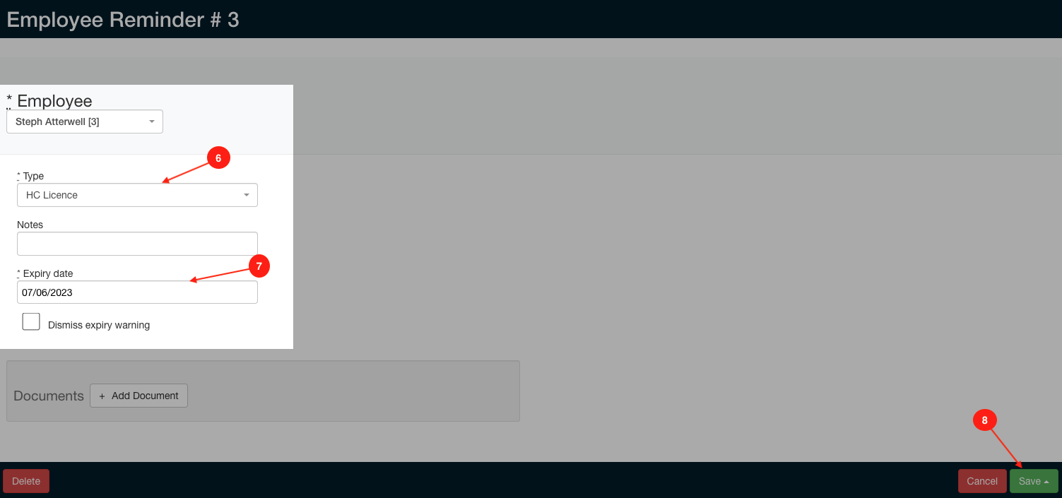 Employee Reminder Types – Support Central