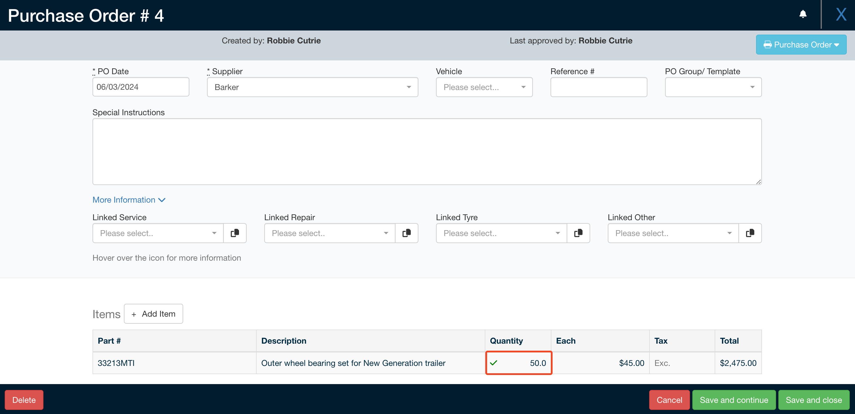 Purchase Orders – Support Central