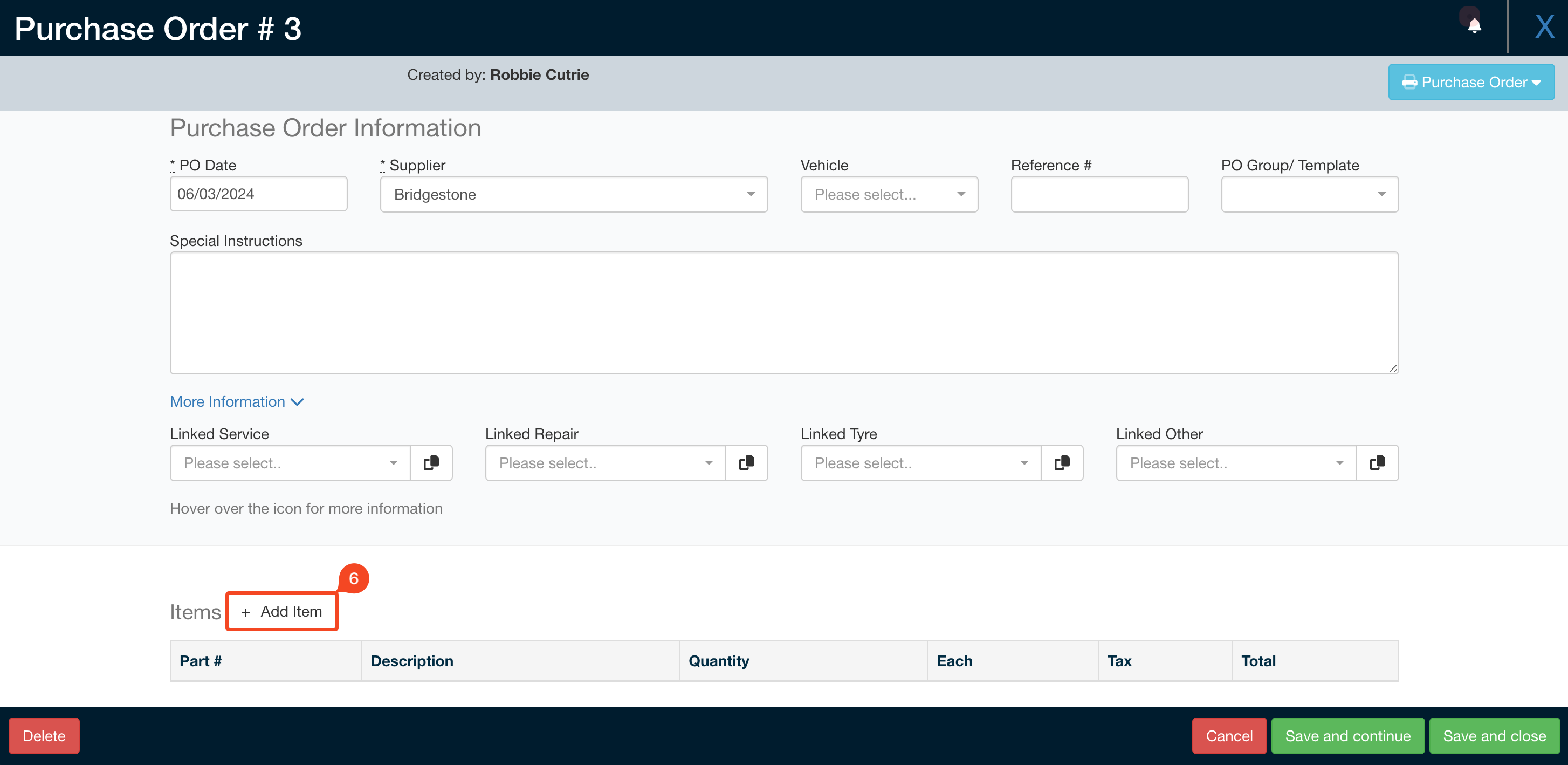 Purchase Orders – Support Central