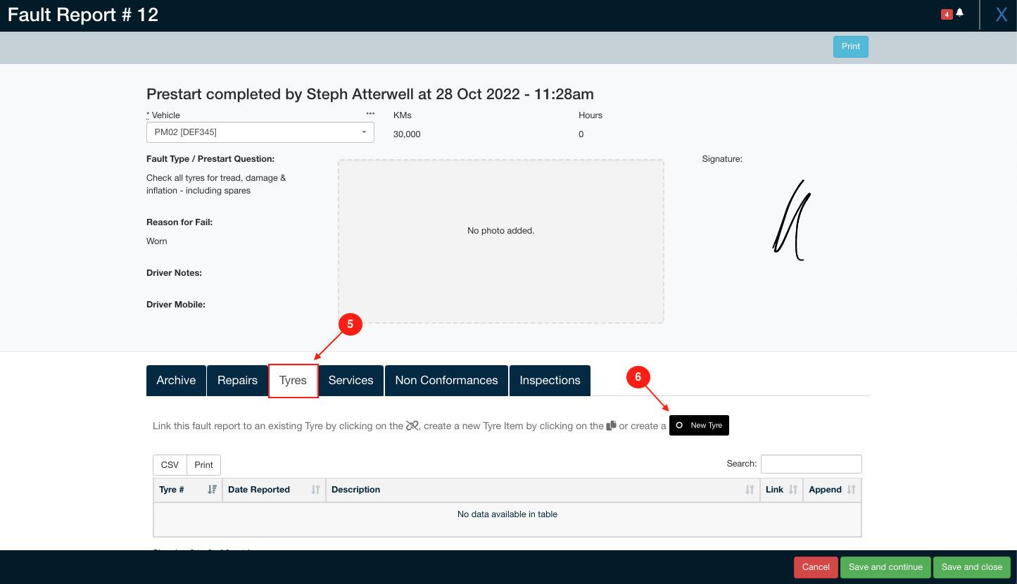 Action a Fault Report – Support Central