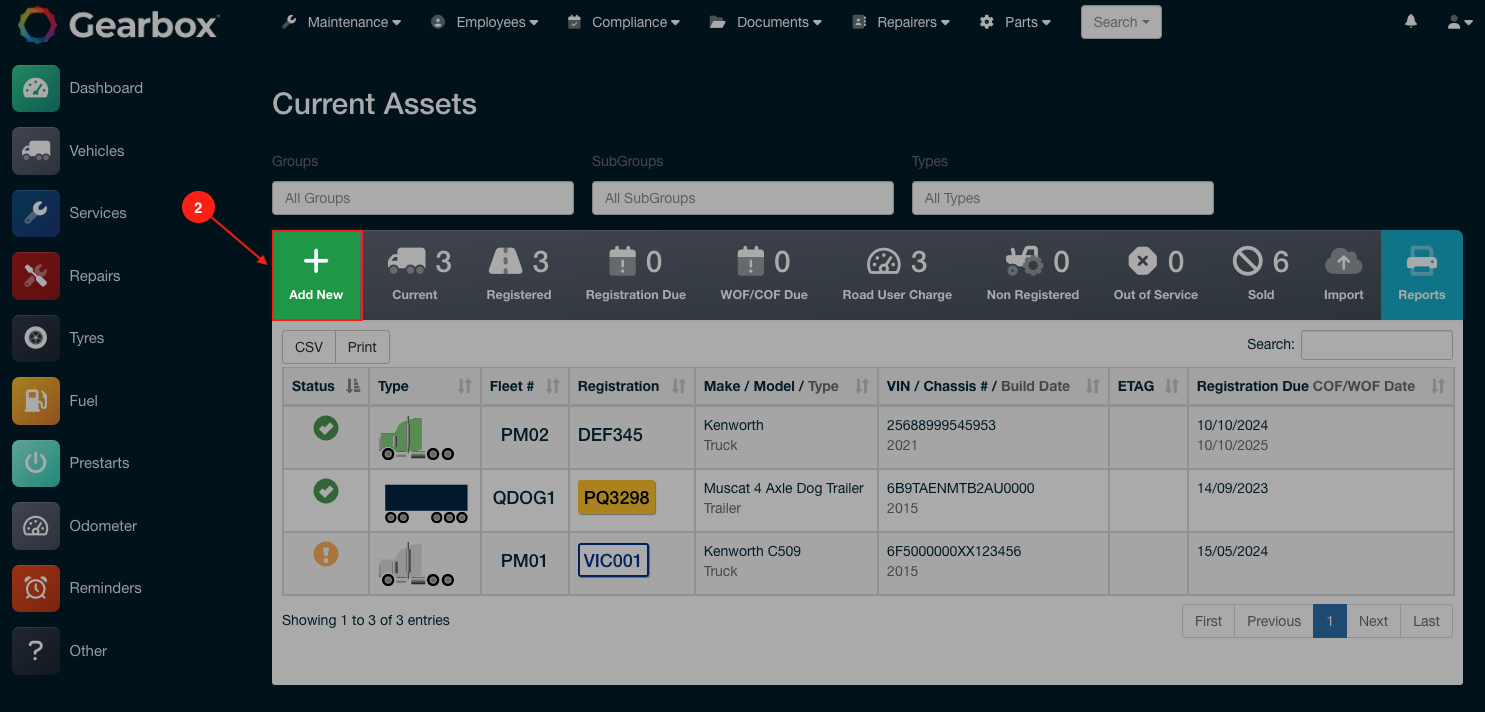 Assets and Vehicles – Support Central