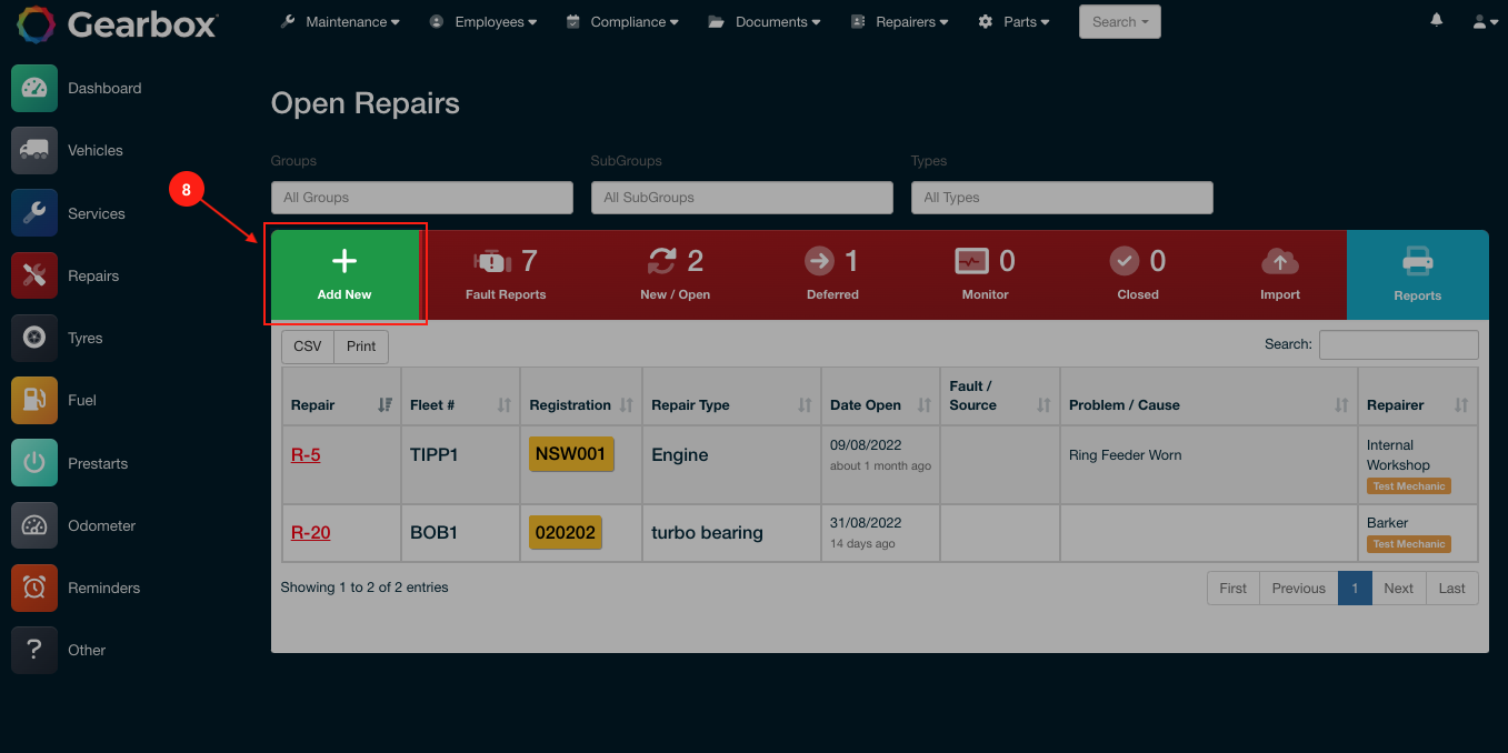Repair Types and Settings – Support Central