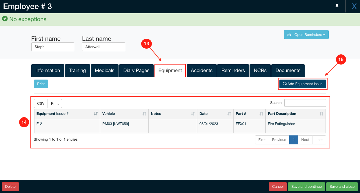 Equipment Issue – Support Central
