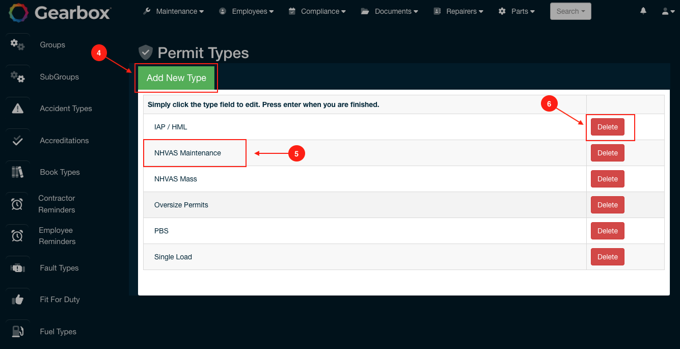 Permit Types and Intervals – Support Central