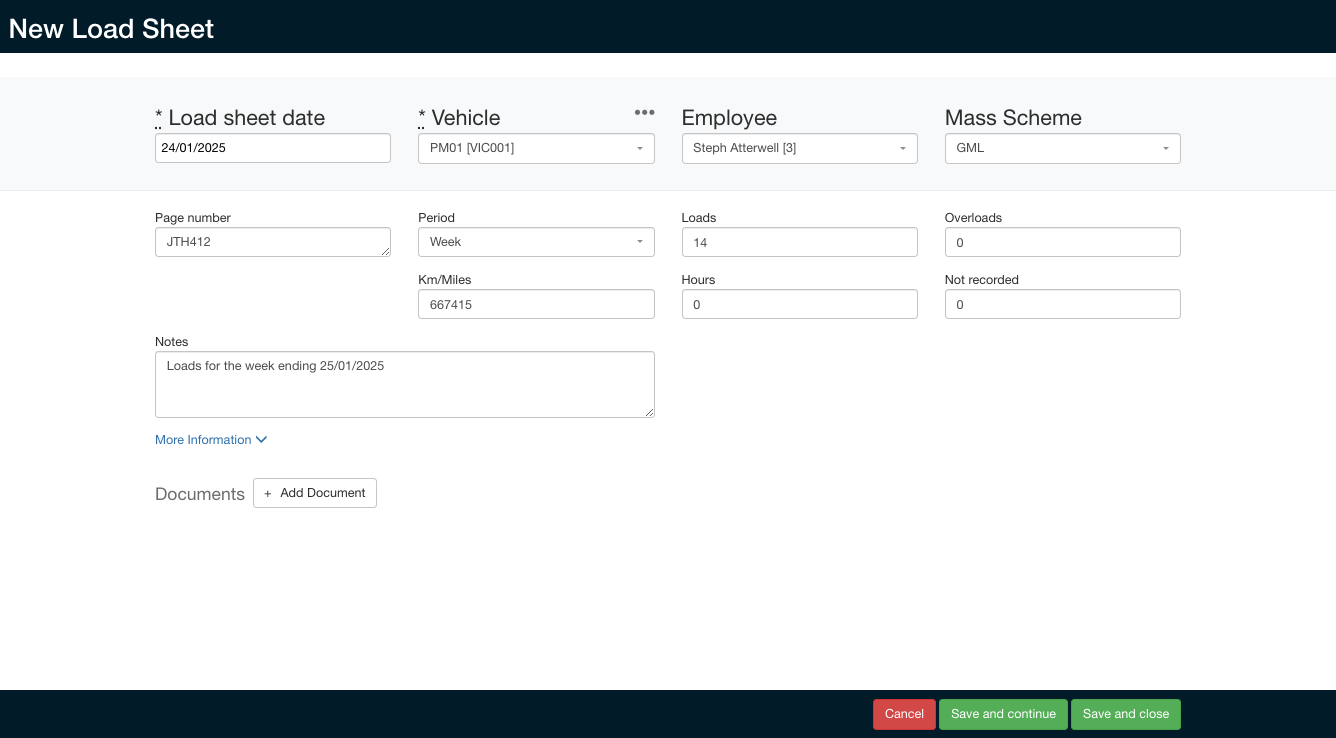 Creating Load Sheets – Support Central