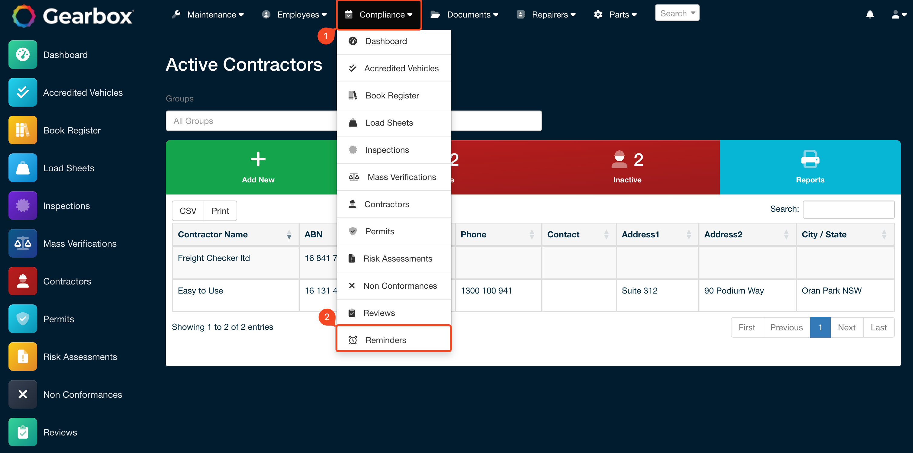 Adding Contractor Reminders – Support Central