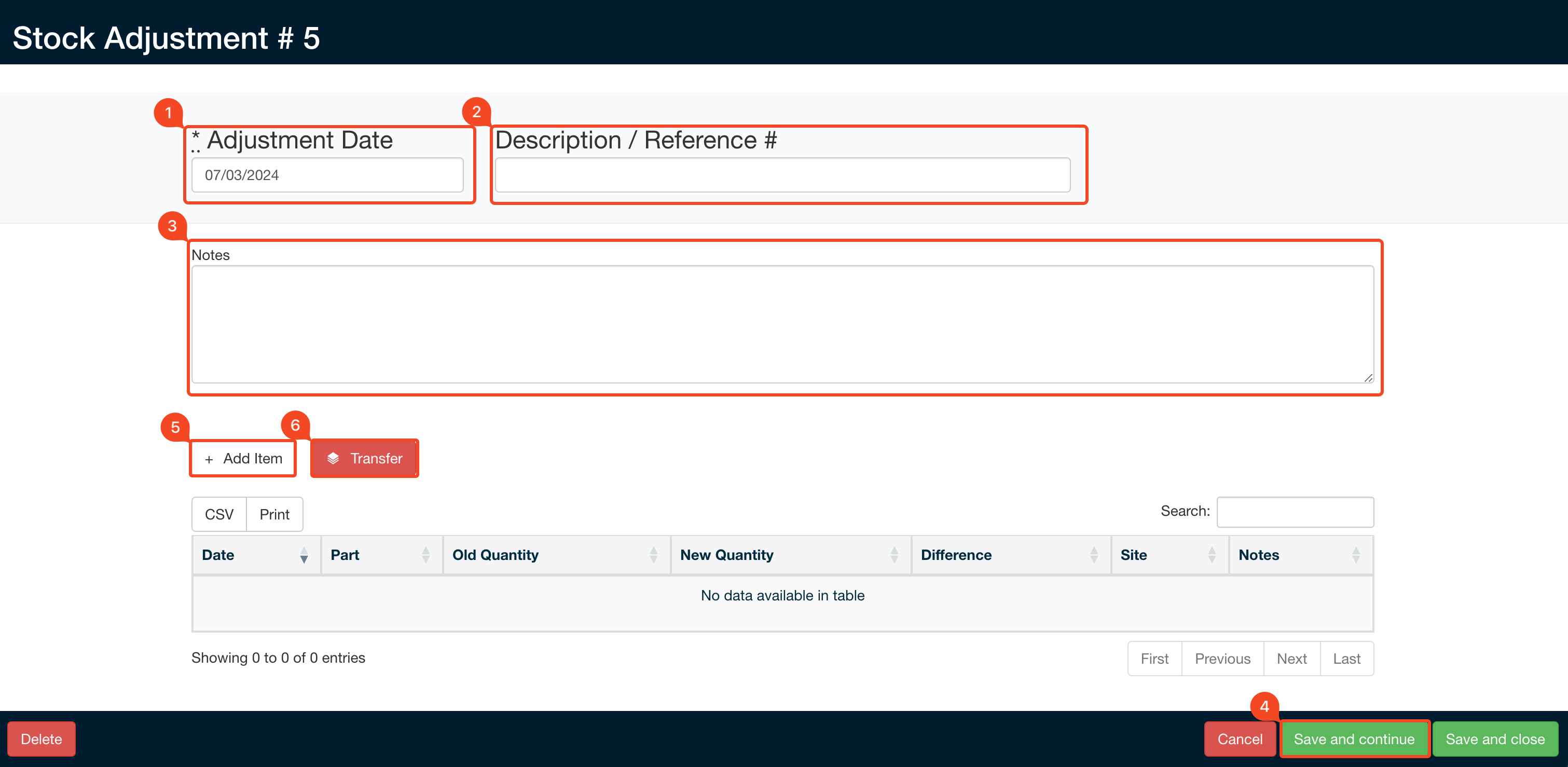Stock Adjustments – Support Central