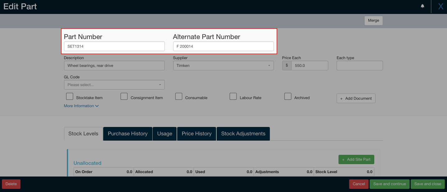 Alternate Part Numbers – Support Central