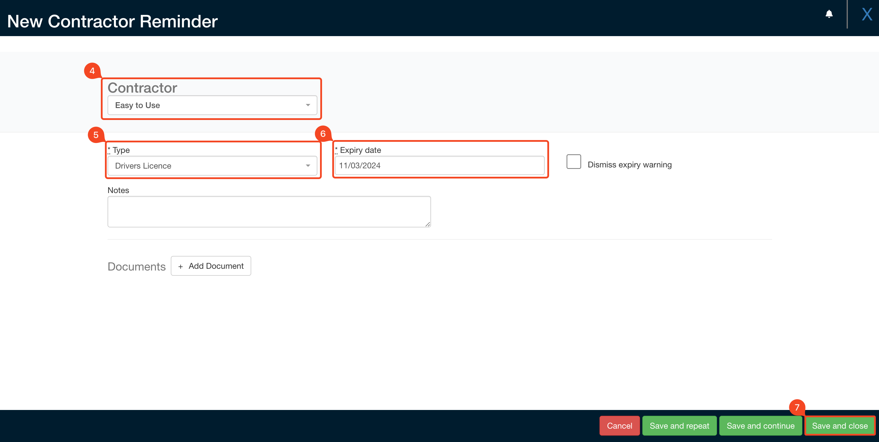 Adding Contractor Reminders – Support Central