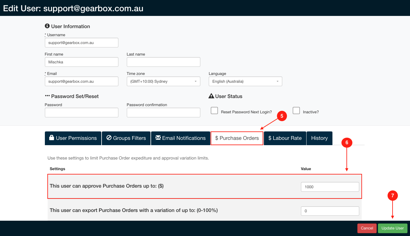 Setting Purchase Order Limits – Support Central