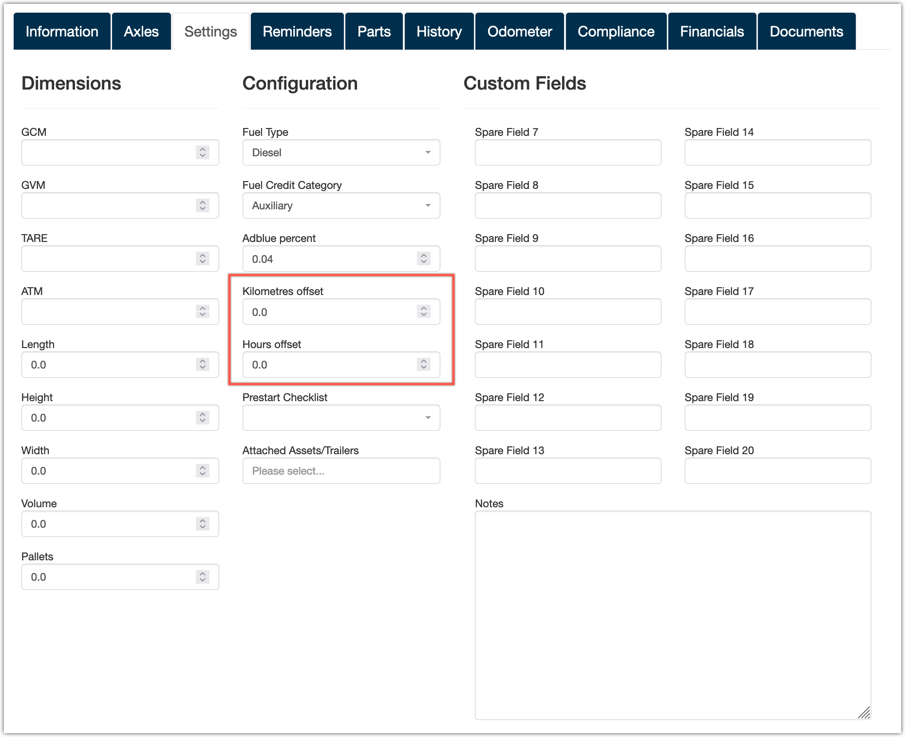 Vehicle Offset Configuration – Support Central