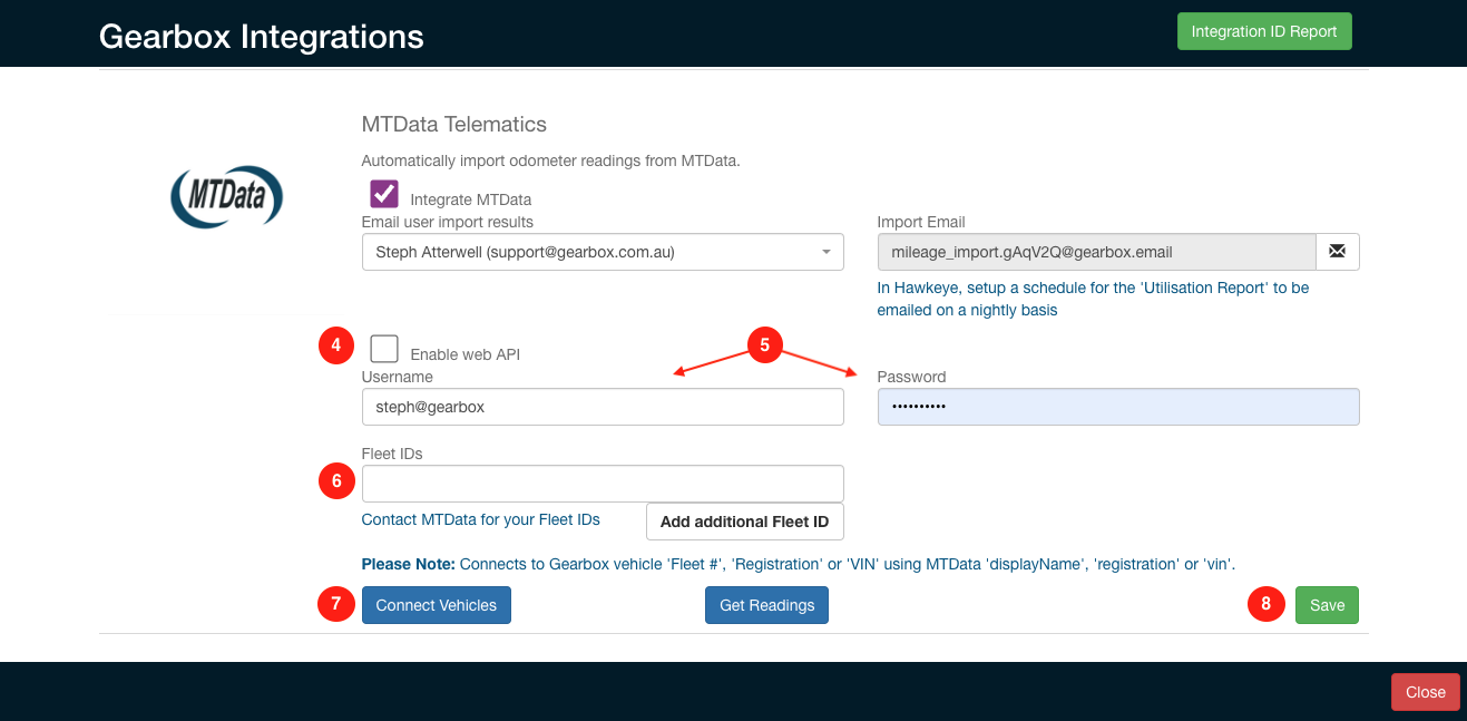 MTData API Integration – Support Central