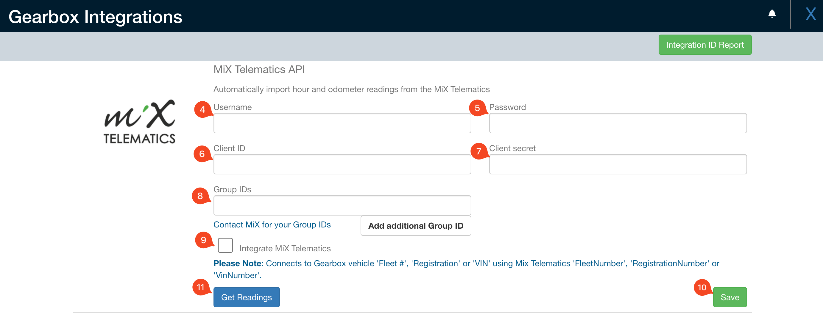Mix Telematics Integration – Support Central