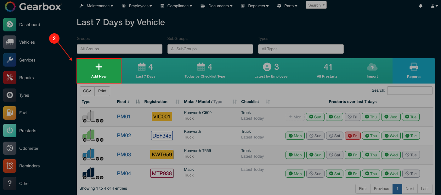 Create Prestart Records (Manually) – Support Central