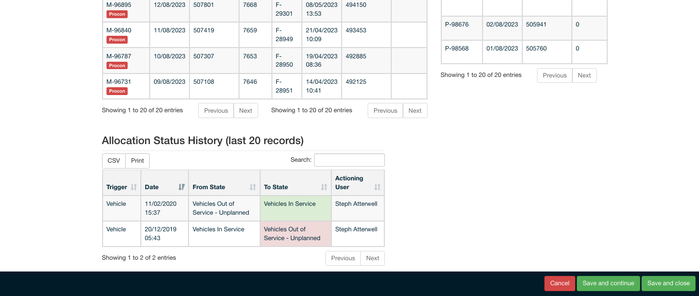 Asset/Vehicle Record Overview – Support Central