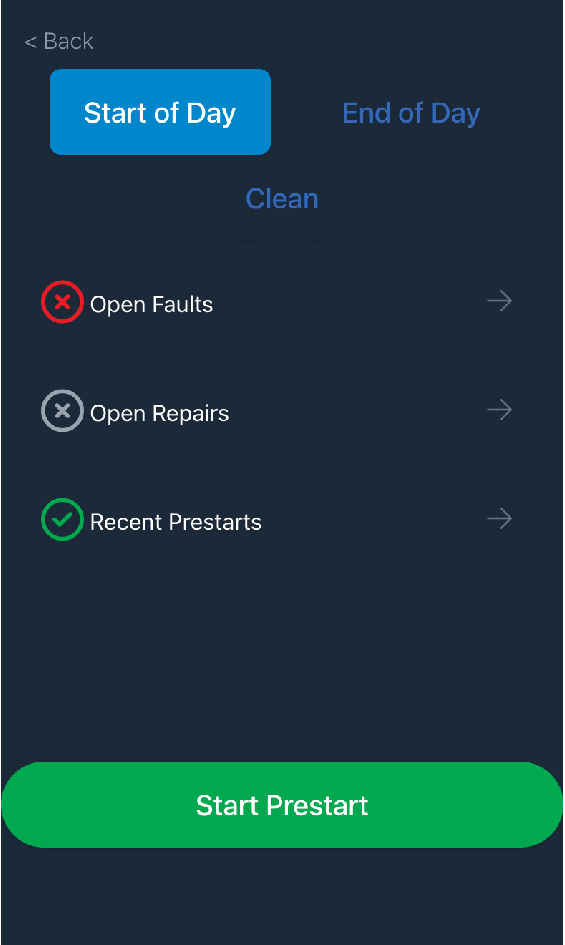 Prestarts / Daily Checks – Support Central